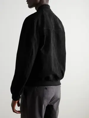 Mr P. Suede Bomber Jacket - Black