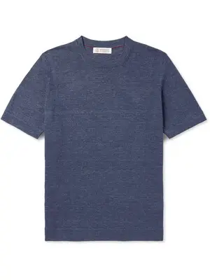 BRUNELLO CUCINELLI Brunello Cucinelli - Linen And Cotton-Blend T-Shirt - Men - Blue 