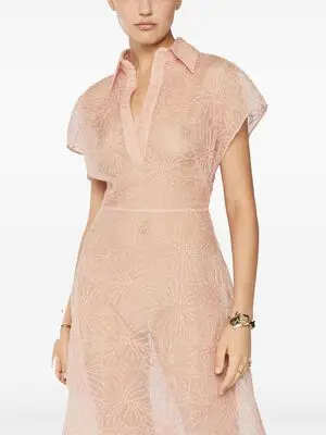 GENNY Floral-embroidery Midi Dress