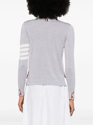 Thom Browne 4-bar Stripes Jersey Polo Shirt - Grey