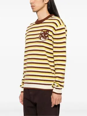 Maison Kitsuné Fox Head Striped Jumper - Green