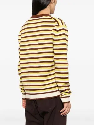 Maison Kitsuné Fox Head Striped Jumper - Green