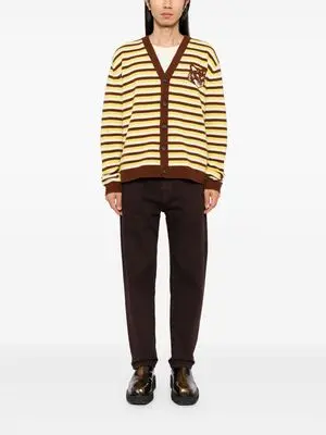 Maison Kitsuné Fox Head Intarsia Striped Cardigan