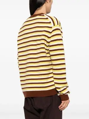 Maison Kitsuné Fox Head Intarsia Striped Cardigan
