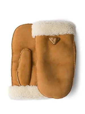 Prada Suede Mittens - Brown