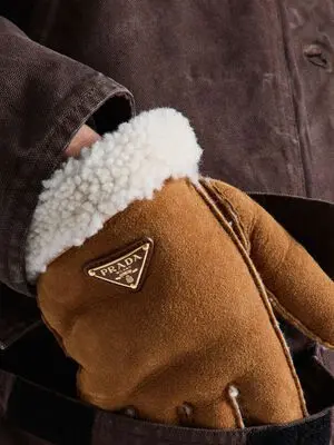 Prada Suede Gloves - Brown