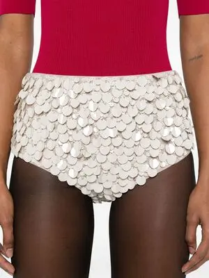 P.a.r.o.s.h Sequinned Mini Shorts - Neutrals