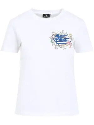 Etro Pegaso-embroidered T-shirt - White