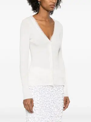 P.a.r.o.s.h Bead-embellished Cardigan - White