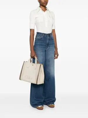 Chloé Carry Logo-embroidered Tote Bag - Neutrals