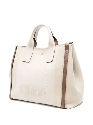 Chloé Carry Logo-embroidered Tote Bag - Neutrals