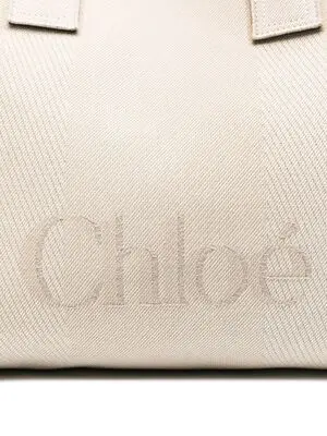Chloé Carry Logo-embroidered Tote Bag - Neutrals