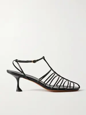 Proenza Schouler Tee Cage Leather Sandals - Black