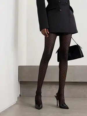 Wardrobe.NYC Flocked Stretch-tulle Tights