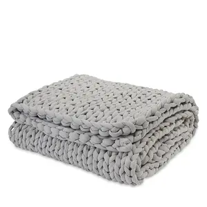BEARABY Cotton Napper Knitted Weighted Blanket, 15lbs - Moonstone Grey