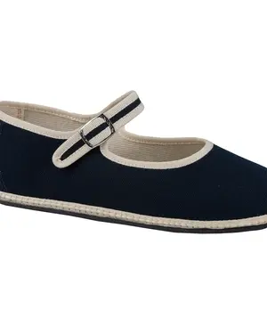 VIBI VENEZIA Classic Cotton Mary Jane Flats - Navy