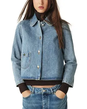 Ba&sh Denim Collared Jacket - Blue Jeans