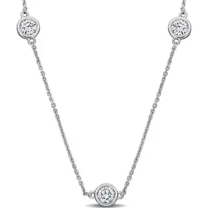 JULIANNA B. 14k Lab-grown Diamond Station Necklace - White Gold