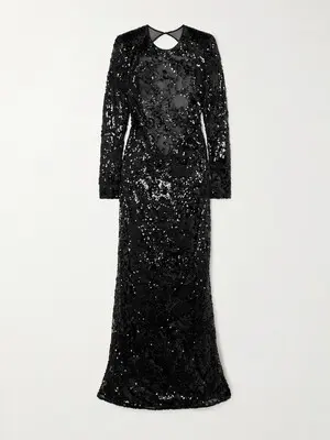 Victoria Beckham Backless Sequined Tulle Gown