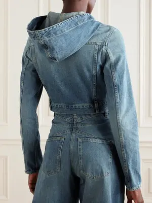 Alaïa Cropped Hooded Denim Jacket