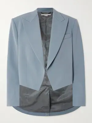 Stella McCartney Cropped Grain De Poudre Wool-blend Blazer - Blue