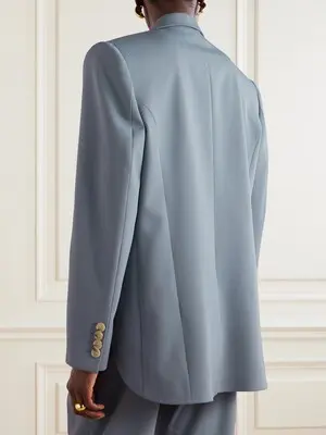 Stella McCartney Cropped Grain De Poudre Wool-blend Blazer - Blue