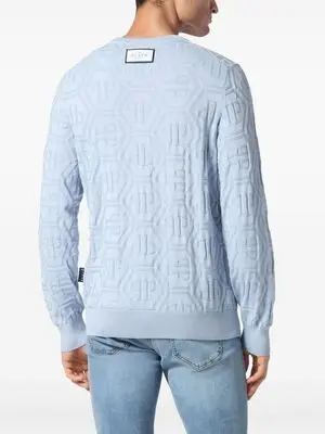 Philipp Plein Monogram-jacquard Jumper - Blue