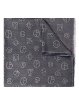 Giorgio Armani Monogram-jacquard Scarf - Blue