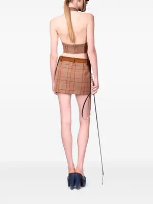 AREA Checked Mini Skirt - Brown