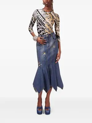 AREA Stud-detail Midi Skirt - Blue