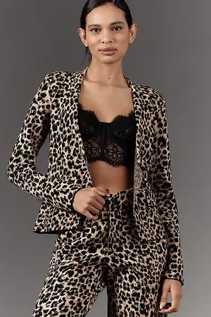 Maeve Maeve Knit Blazer Jacket Leopard