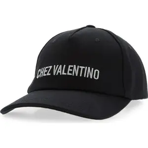 Valentino Garavani Valentino Garavani Chez Valentino Embroidered Baseball Cap Black/ Ivory