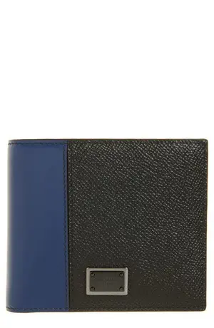 Dolce & Gabbana Dauphine Leather Bifold Wallet - 8f701 Nero/ Blu Notte
