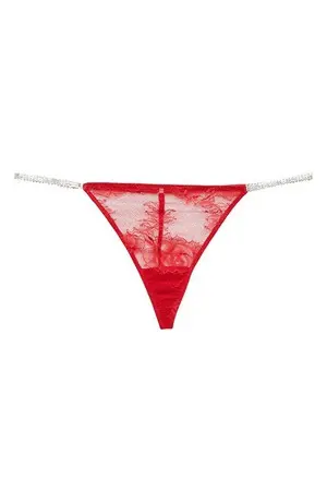 Fleur Du Mal Crystal Bouquet Lace G-string - Rouge