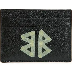 Balenciaga Cash Tape Type Logo Leather Card Holder - Black/ Light Paper
