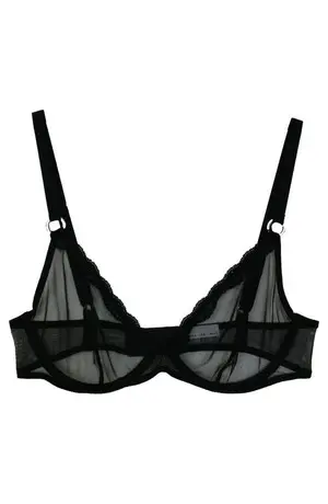 FLEUR DU MAL Fuller Cup Sheer Tulle Demi Bra - Black