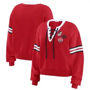 WEAR BY ERIN ANDREWS Georgia Bulldogs Lace-up Pullover Sweater - Red
