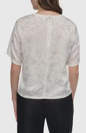 Dkny Scribble Logo Jacquard Top - Ivory
