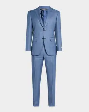 Canali Wool-silk Windowpane Suit - Blue