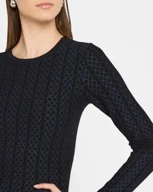 Emporio Armani Chain & Stripe Motif Jersey A-line Dress - Black