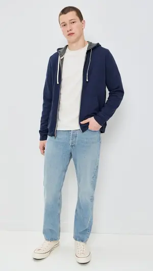 Marine Layer Afternoon Full Zip Hoodie - True Navy