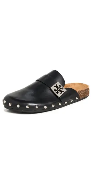 Tory Burch Mellow Studded Mules - Perfect Black / Silver