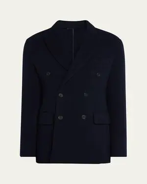 Anderson & Sheppard Double-breasted Knit Blazer