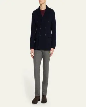 Anderson & Sheppard Double-breasted Knit Blazer