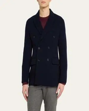 Anderson & Sheppard Double-breasted Knit Blazer