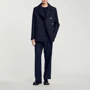 Sandro Wool Blend Double-breasted Pea Coat