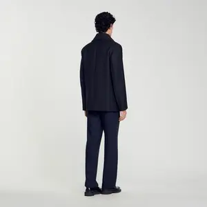 Sandro Wool Blend Double-breasted Pea Coat