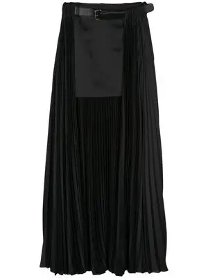 PETER DO Pleated-overlayer Belted Maxi Skirt