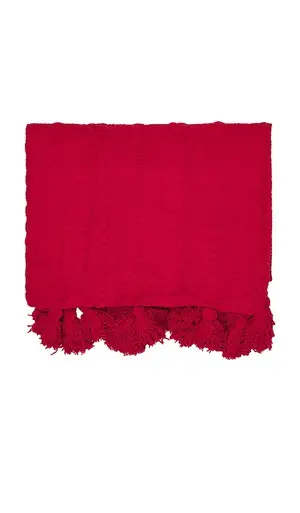 SUNDAY CITIZEN Braided Pom Pom Throw In Red - Rouge