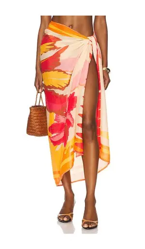MAAJI Maaji Summer Dunes Isla Sarong In Orange. Red Overflow